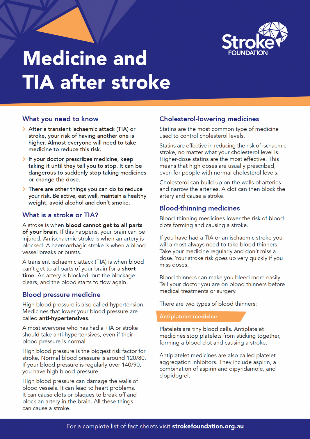 Fact Sheets – Stroke Foundation Store