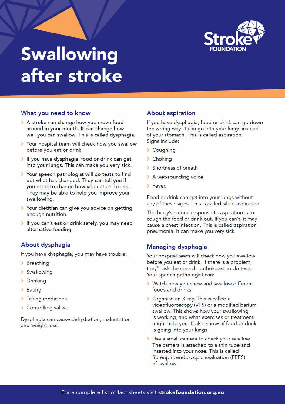 Fact Sheets – Stroke Foundation Store