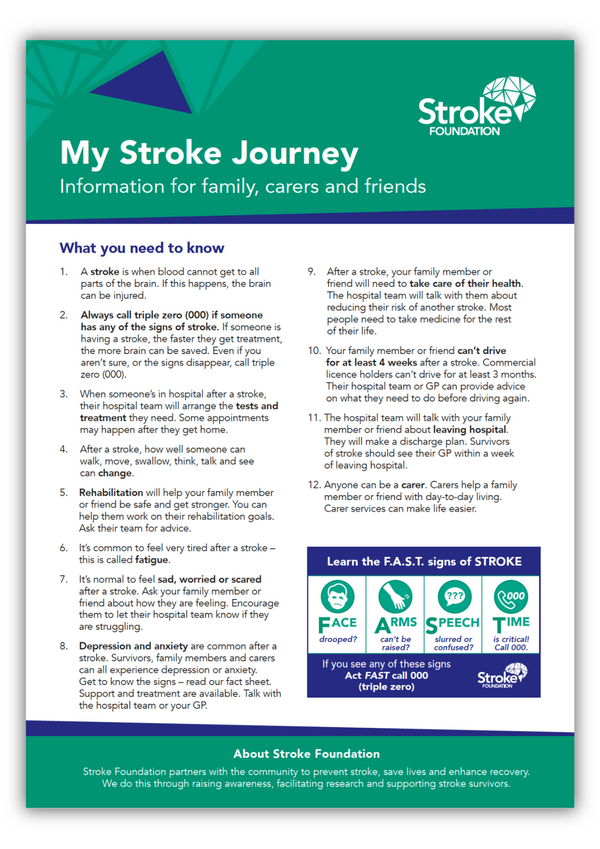 My Stroke Journey - Information for family, carers and friends – Stroke ...