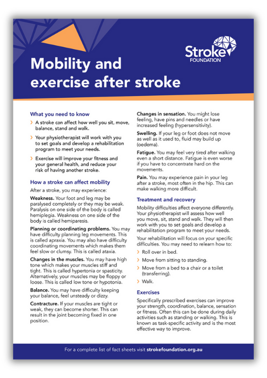 Fact sheet - Mobility and exercise after stroke – Stroke Foundation Store