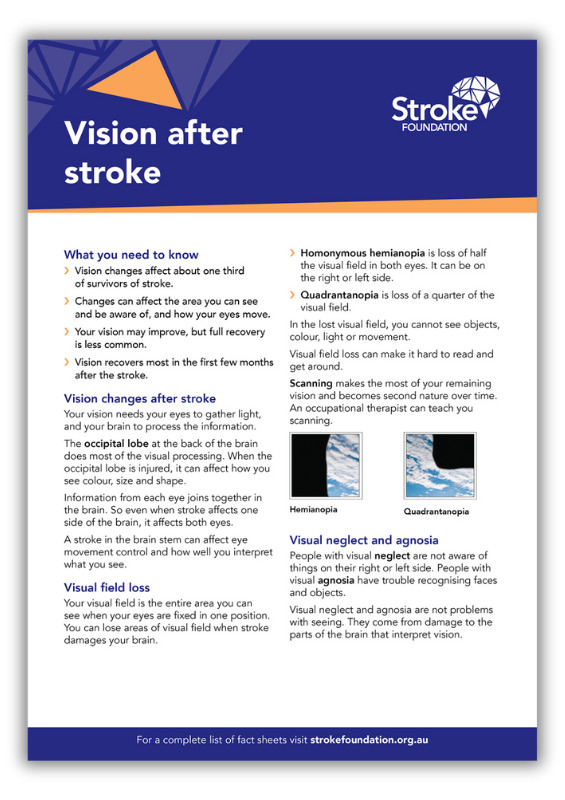 Fact sheet - Vision loss after stroke – Stroke Foundation Store